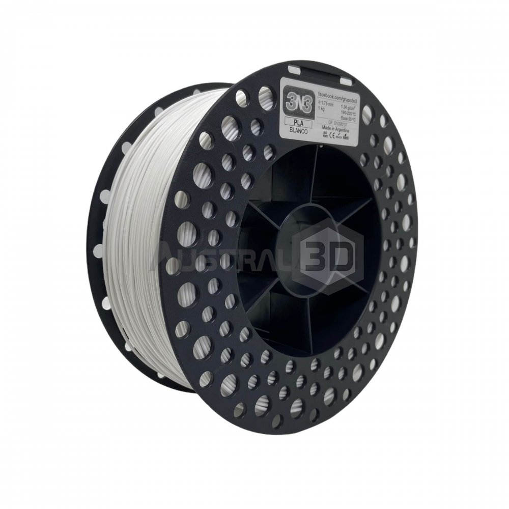 Austral 3D Rosario | Filamento 3D 3n3 PLA BLANCO 1.75mm 1KG