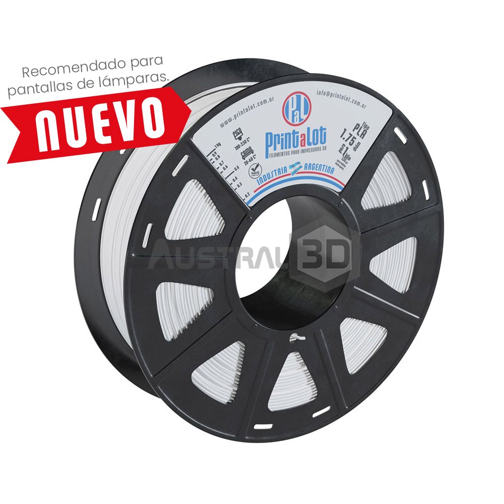 Austral 3D Rosario | Filamento 3D Printalot 1.75mm 1kg PLA BLANCO CALIDO